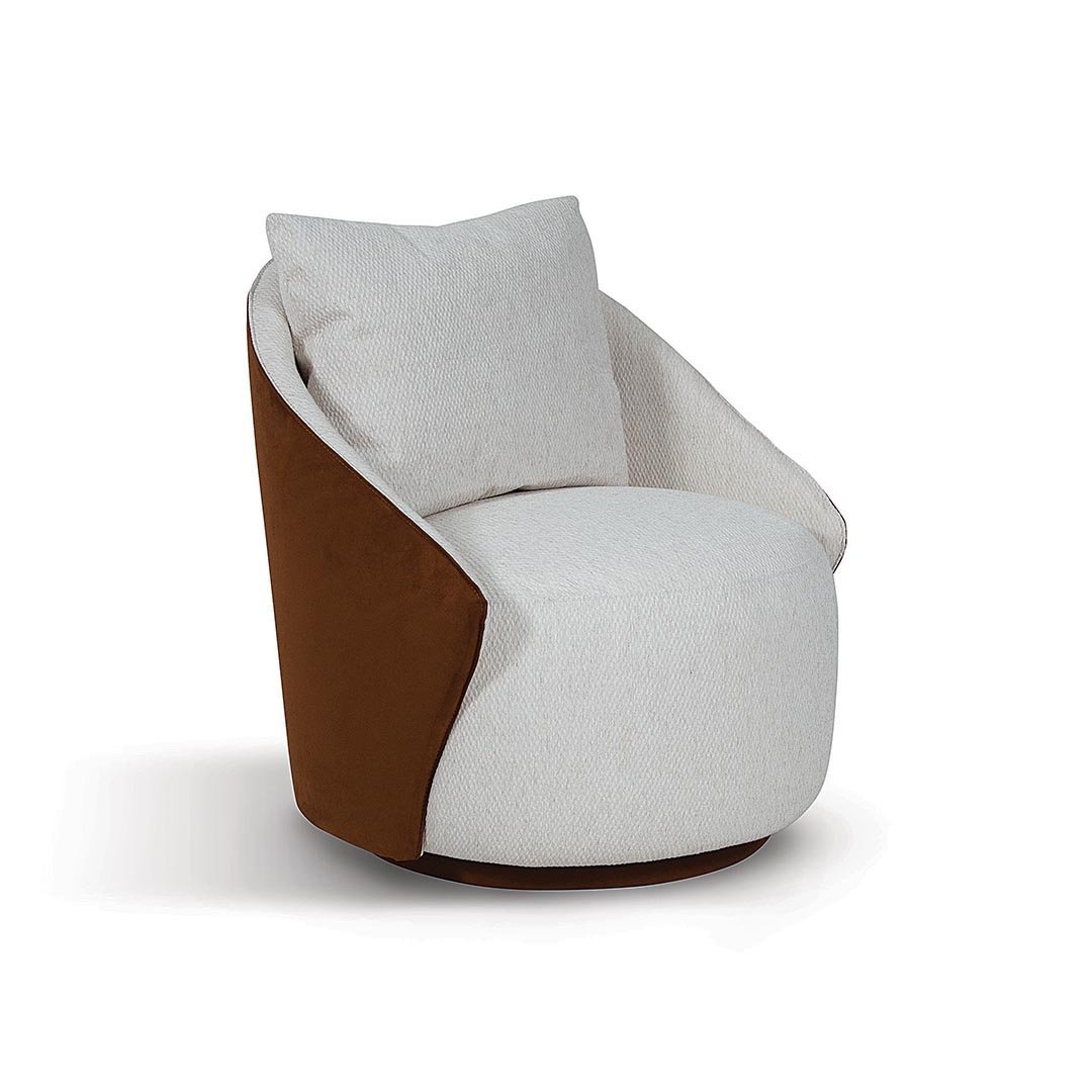 Conjunto Poltrona Mabel 1 Lugar Giratória com Almofada Solta e Pufe Meia-Lua Fixo Altura 0,40m ...