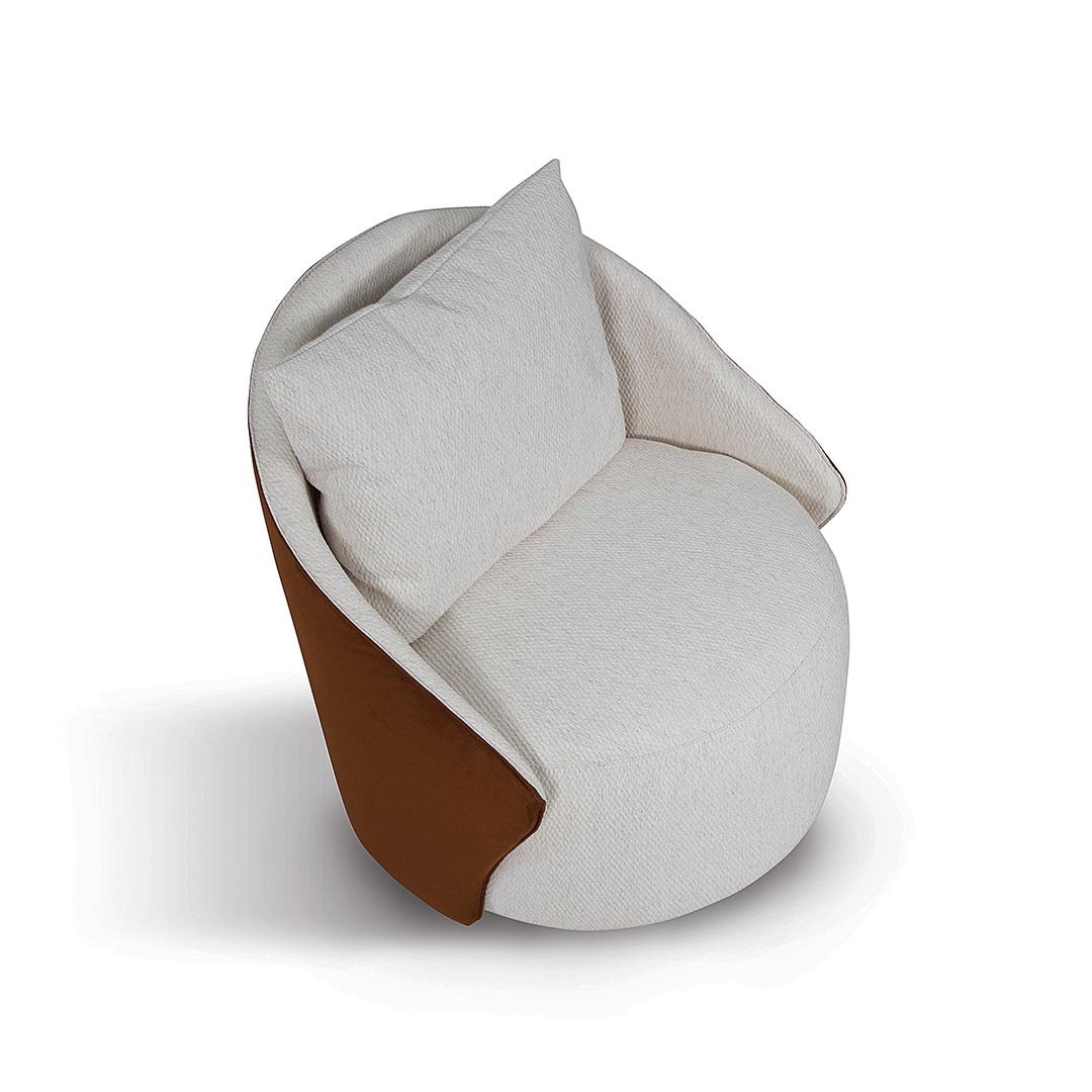 Poltrona Mabel 1 Lugar Giratória com Almofada Solta - Linho 2094 e Pelica 4016 - Deluxecor