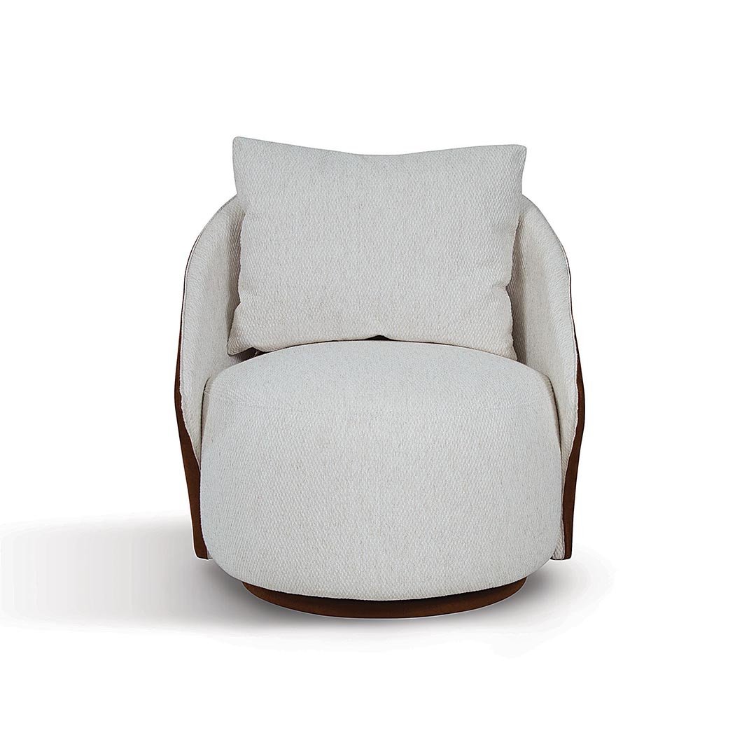 Poltrona Mabel 1 Lugar Giratória com Almofada Solta - Linho 2094 e Pelica 4016 - Deluxecor