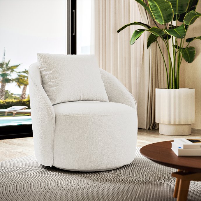 Poltrona Mabel 1 Lugar Giratória com Almofada Solta Boucle 3064