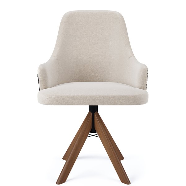 Cadeira May com Matelassê e Tachas e Base Giratória Madeira Maciça Cor ...