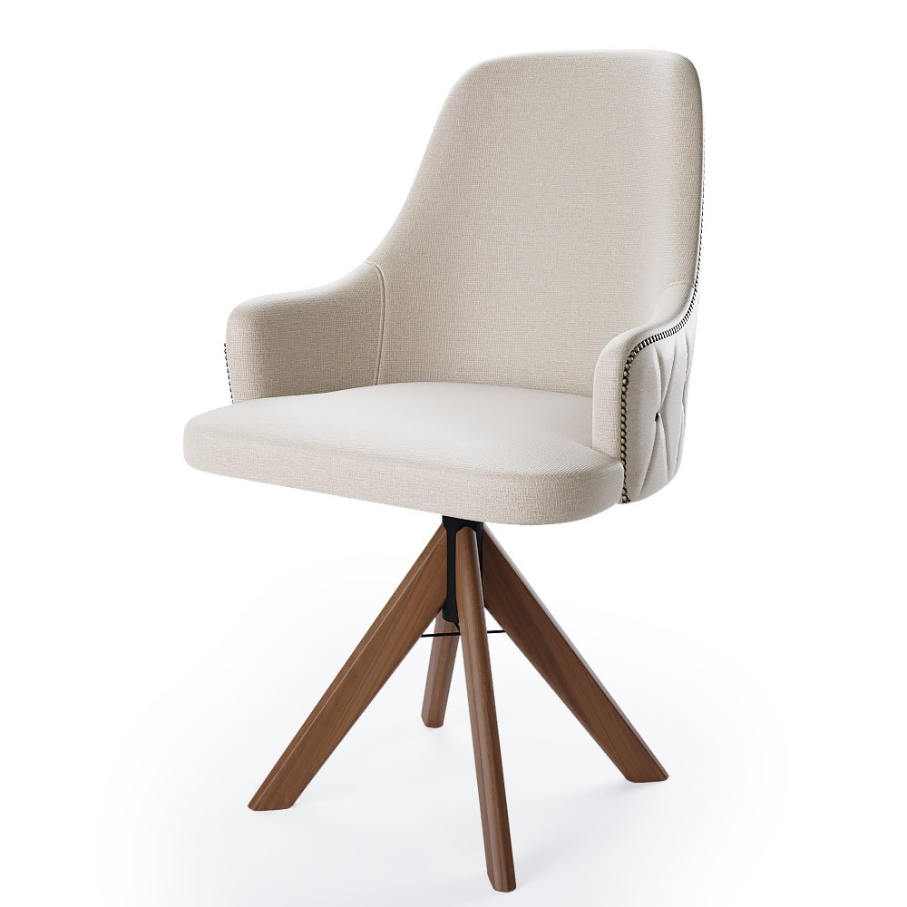 Cadeira May com Matelassê e Tachas e Base Giratória Madeira Maciça Cor ...