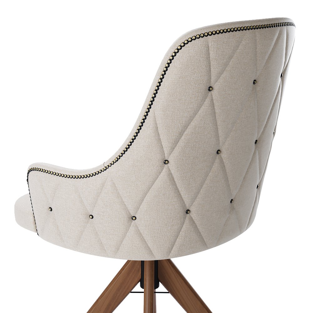 Cadeira May com Matelassê e Tachas e Base Giratória Madeira Maciça Cor ...