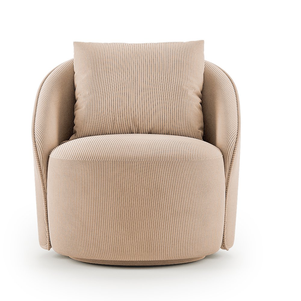 Poltrona Mabel 1 Lugar Giratória com Almofada Solta Canelado 2112