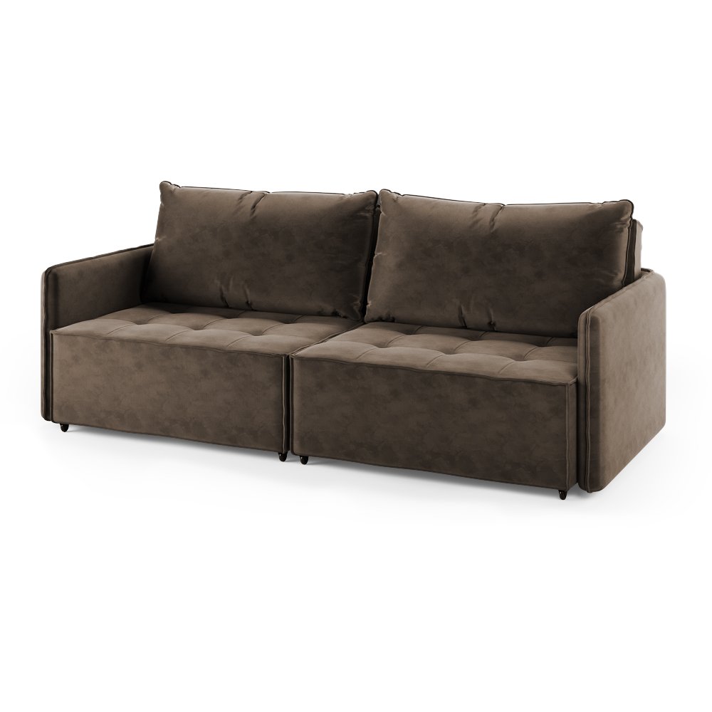 Sofá Verso 3 em 1 - Fixo I Retrátil I Cama - Largura 2,40m - Veludo 1001 - Deluxecor