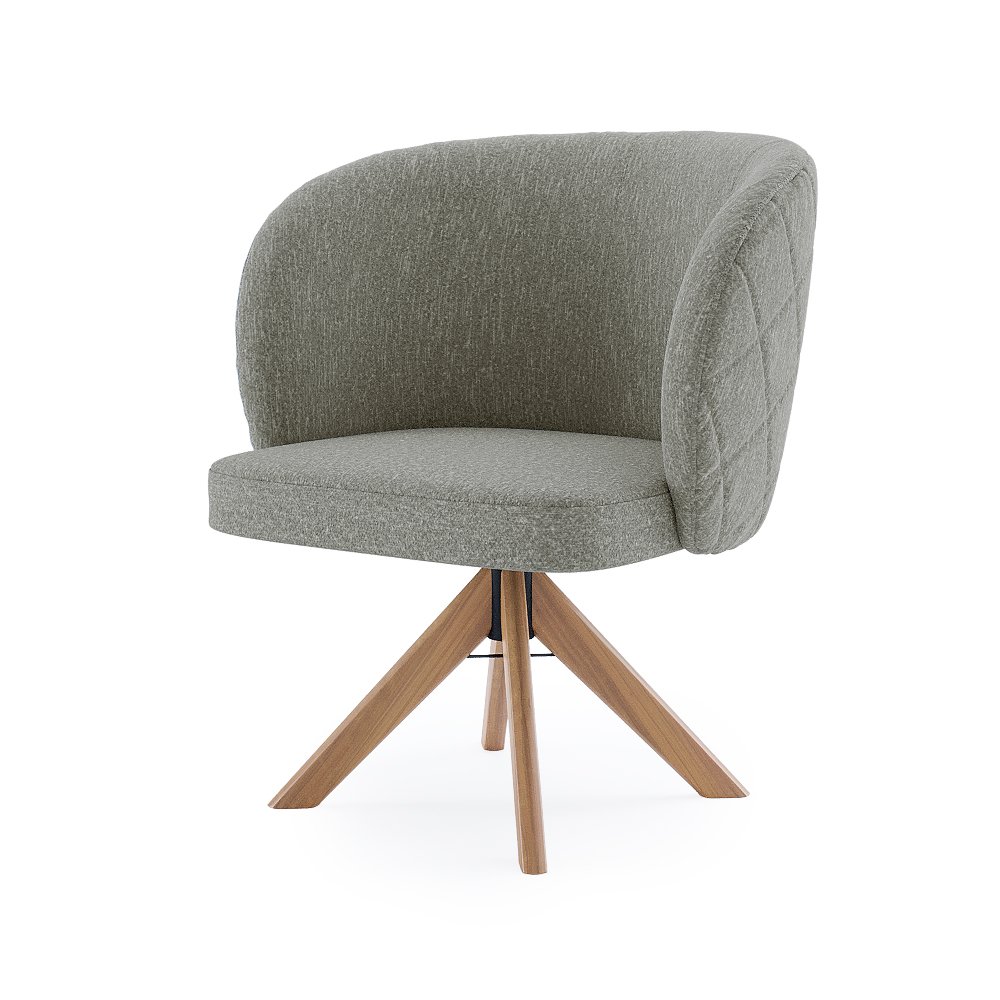 Cadeira West com Base Giratória de Madeira Maciça Castanho - Tecido ...