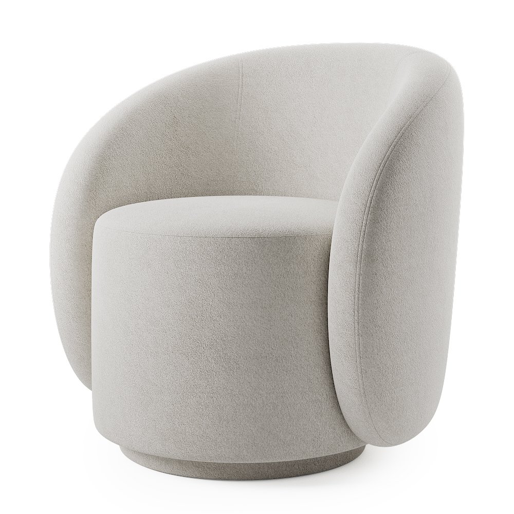 Poltrona Aura 1 Lugar Giratória Estofada Formas Orgânicas - Boucle Off 3068 - Deluxecor