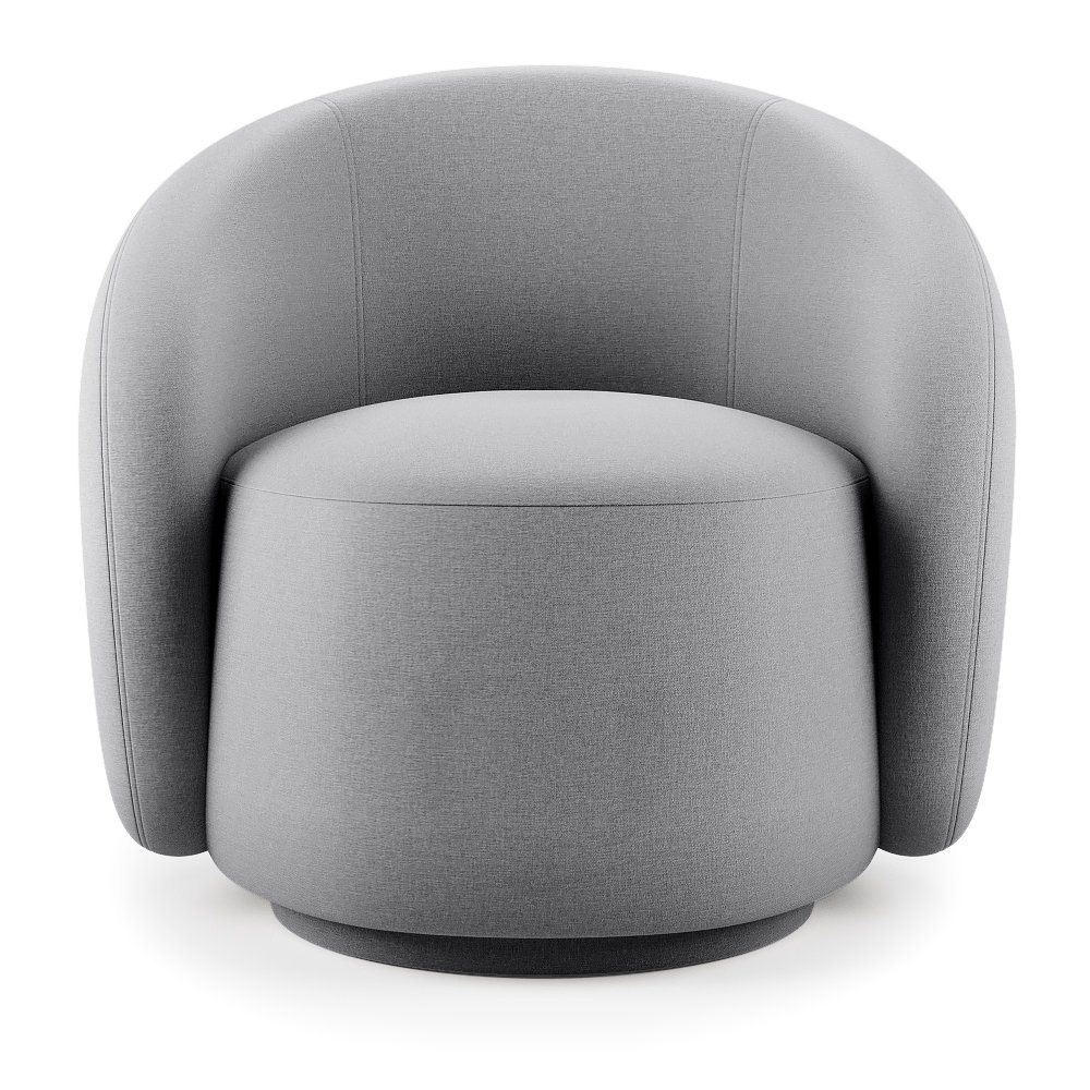 Poltrona Aura 1 Lugar Giratória Estofada Formas Orgânicas - Linho Cinza 1055