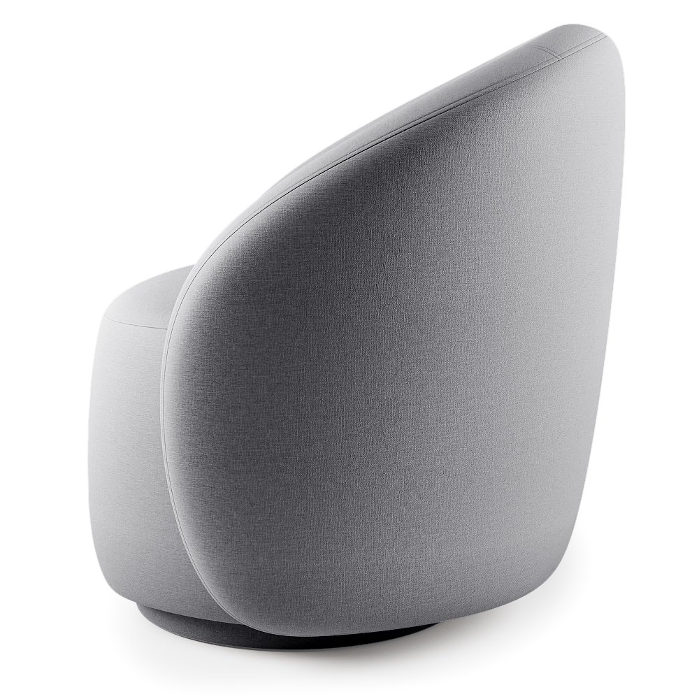 Poltrona Aura 1 Lugar Giratória Estofada Formas Orgânicas - Linho Cinza 1055
