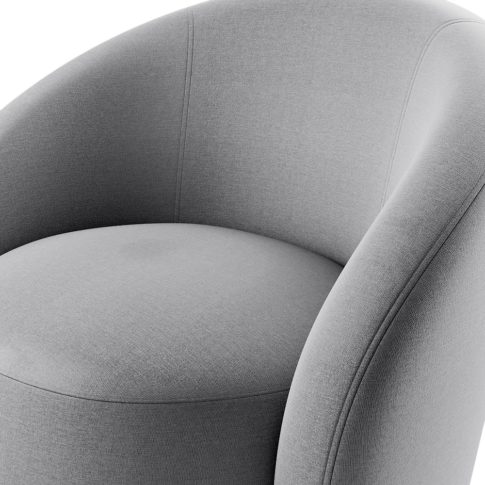 Poltrona Aura 1 Lugar Giratória Estofada Formas Orgânicas - Linho Cinza 1055