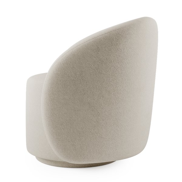 Poltrona Aura 1 Lugar Giratória Estofada Formas Orgânicas - Boucle Off 3068 - Deluxecor