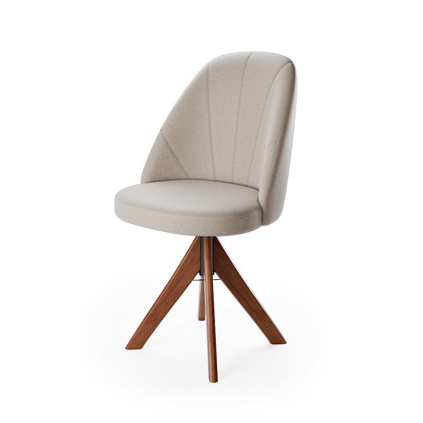 Cadeira Lina com Base Giratória de Madeira Maciça Castanho Linho 1054D